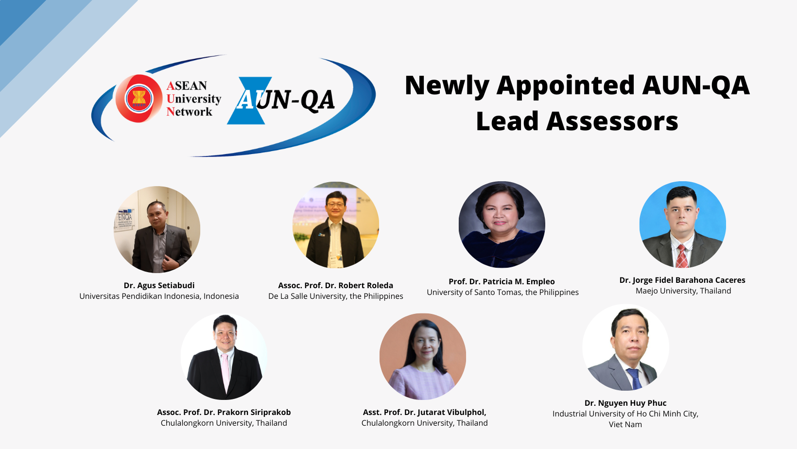 AUN-QA chúc mừng 7 Chuyên gia đánh giá chính của AUN-QA mới được bổ nhiệm - Trung tâm Đảm bảo ...